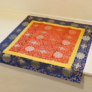 Tibetan Buddhist Lotus Silk Brocade Shrine Table Cover Altar Cloth, Red ...