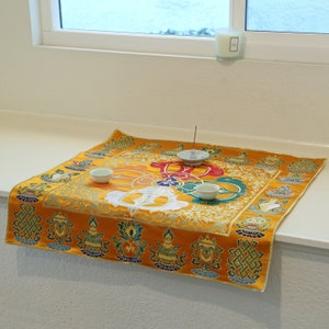 Tibetan Buddhist Ashtamangala Vajra Silk Brocade Shrine Table Cover ...