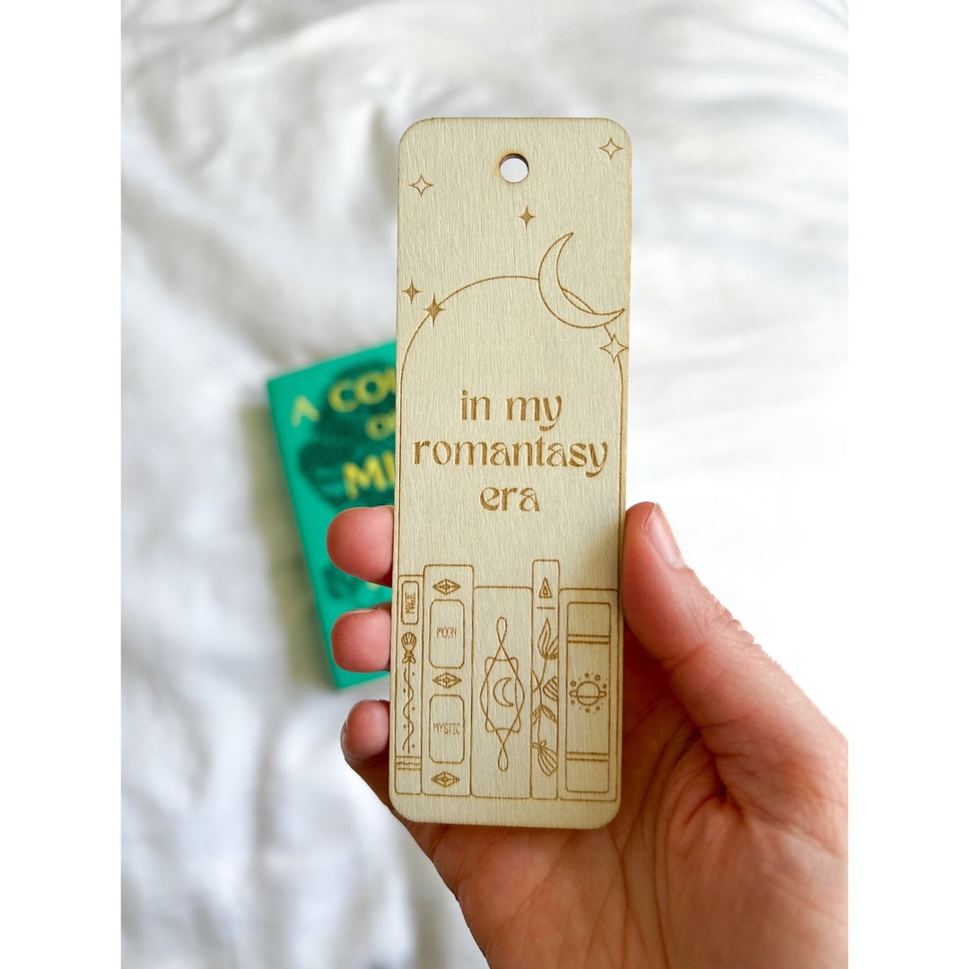 Romantasy Gift, Crescent Moon and Stars Wooden Bookmark, Laser Engraved ...