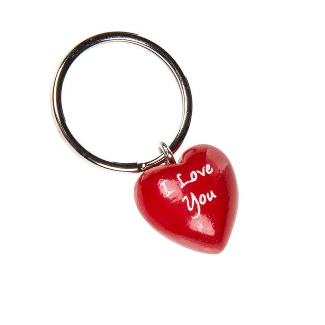 Mini Heart Keychain i Love You in Wood Hand Painted in Red - Etsy UK