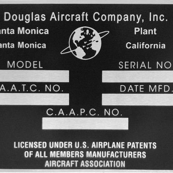 Aircraft Data Plate - Etsy
