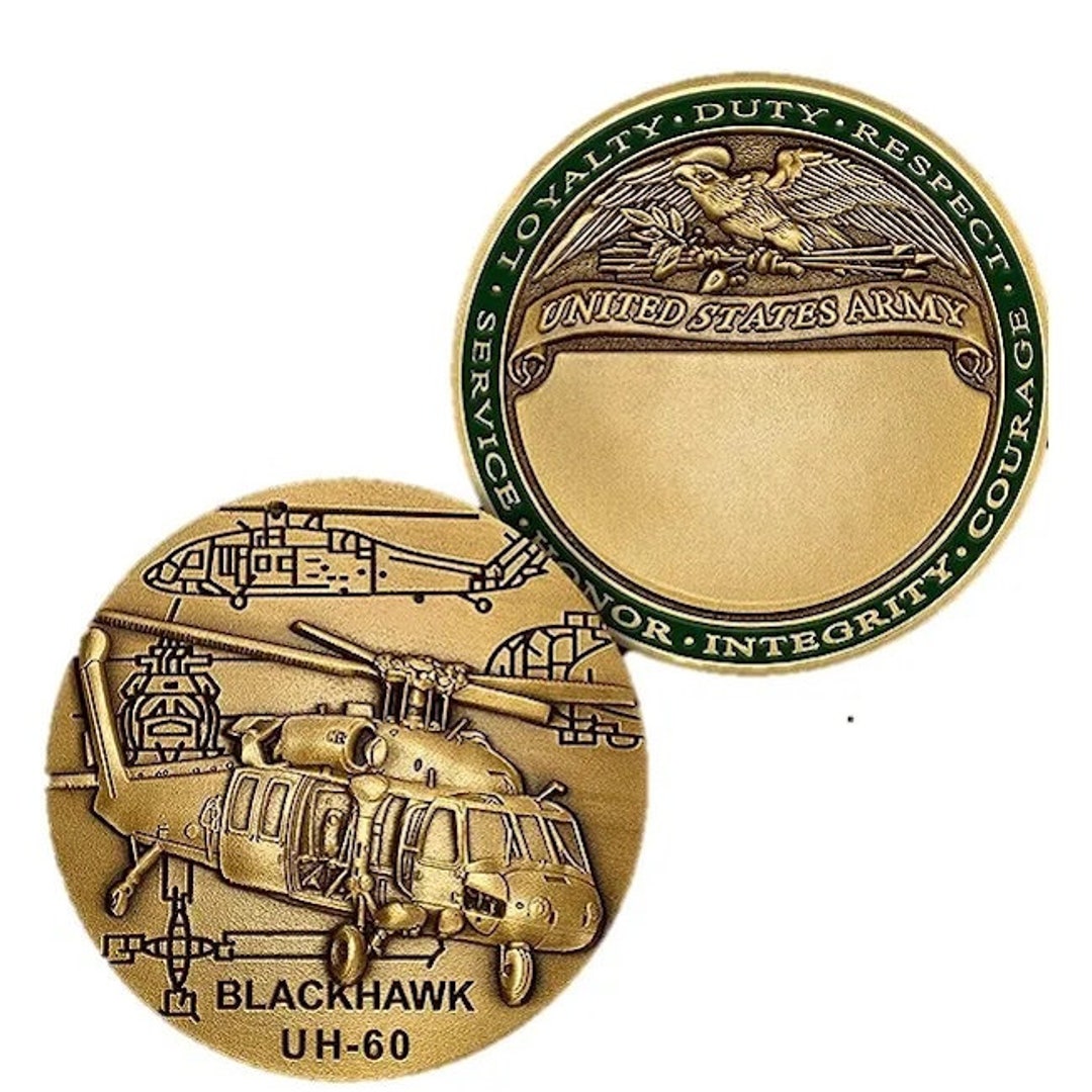 Sikorsky UH-60 Blackhawk Helicopter Challenge Coin, Engravable NTM ...