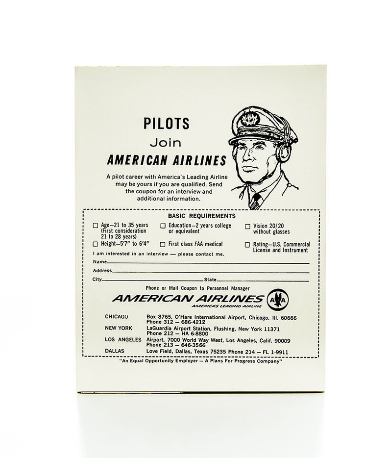 Pad of American Airlines Pilot Recruitment Forms EPH-0111 - Etsy
