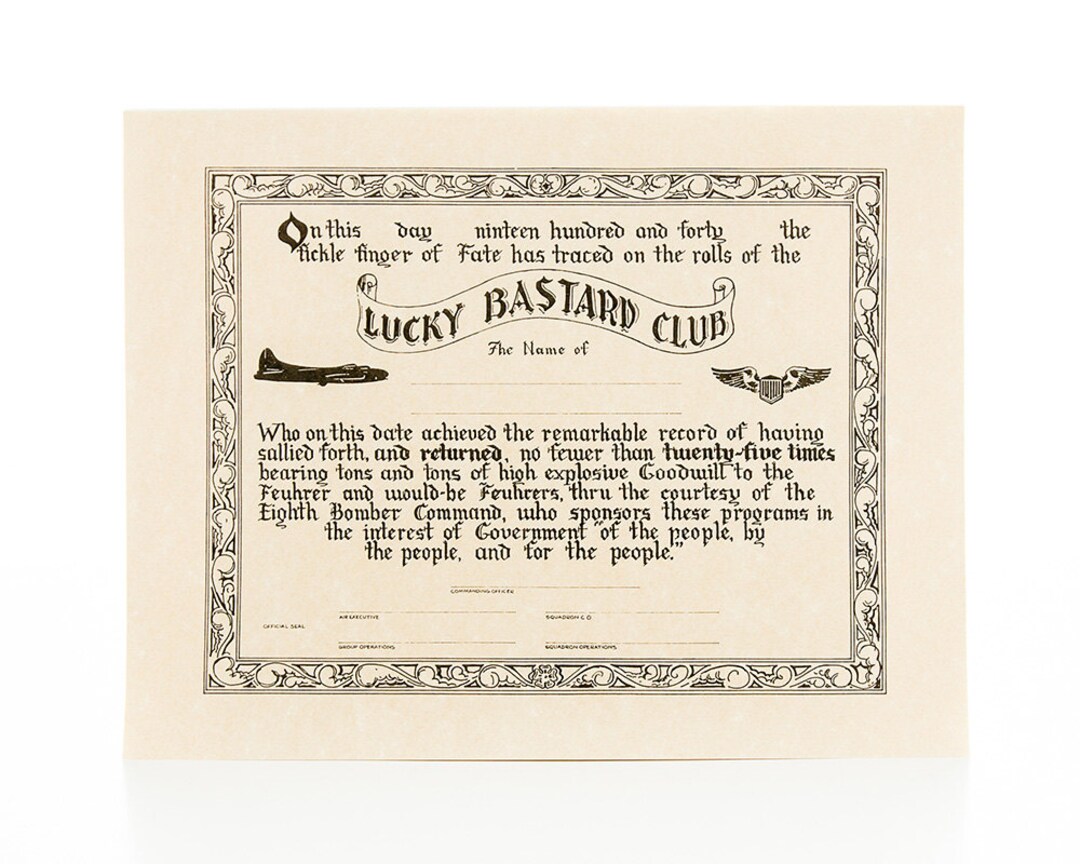 8th Air Force, 25 Missions Certificate EPH-0110 - Etsy