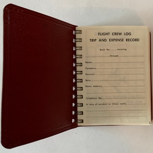 Flight Crew Log/trip & Expense Record 1964 LIT-0107 | Etsy