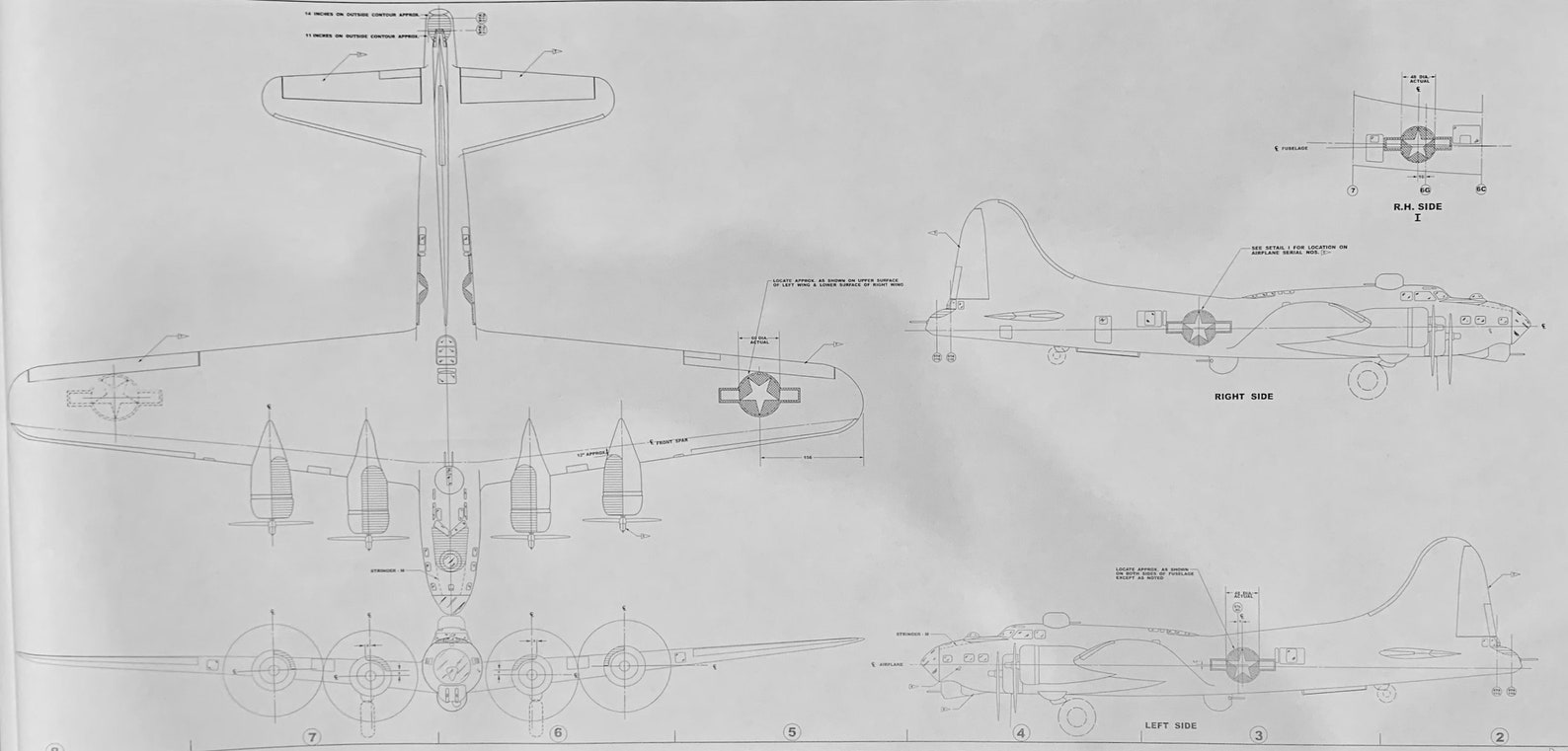 Boeing B-17 Flying Fortress Camouflage Paint Drawings MIS-0110 - Etsy