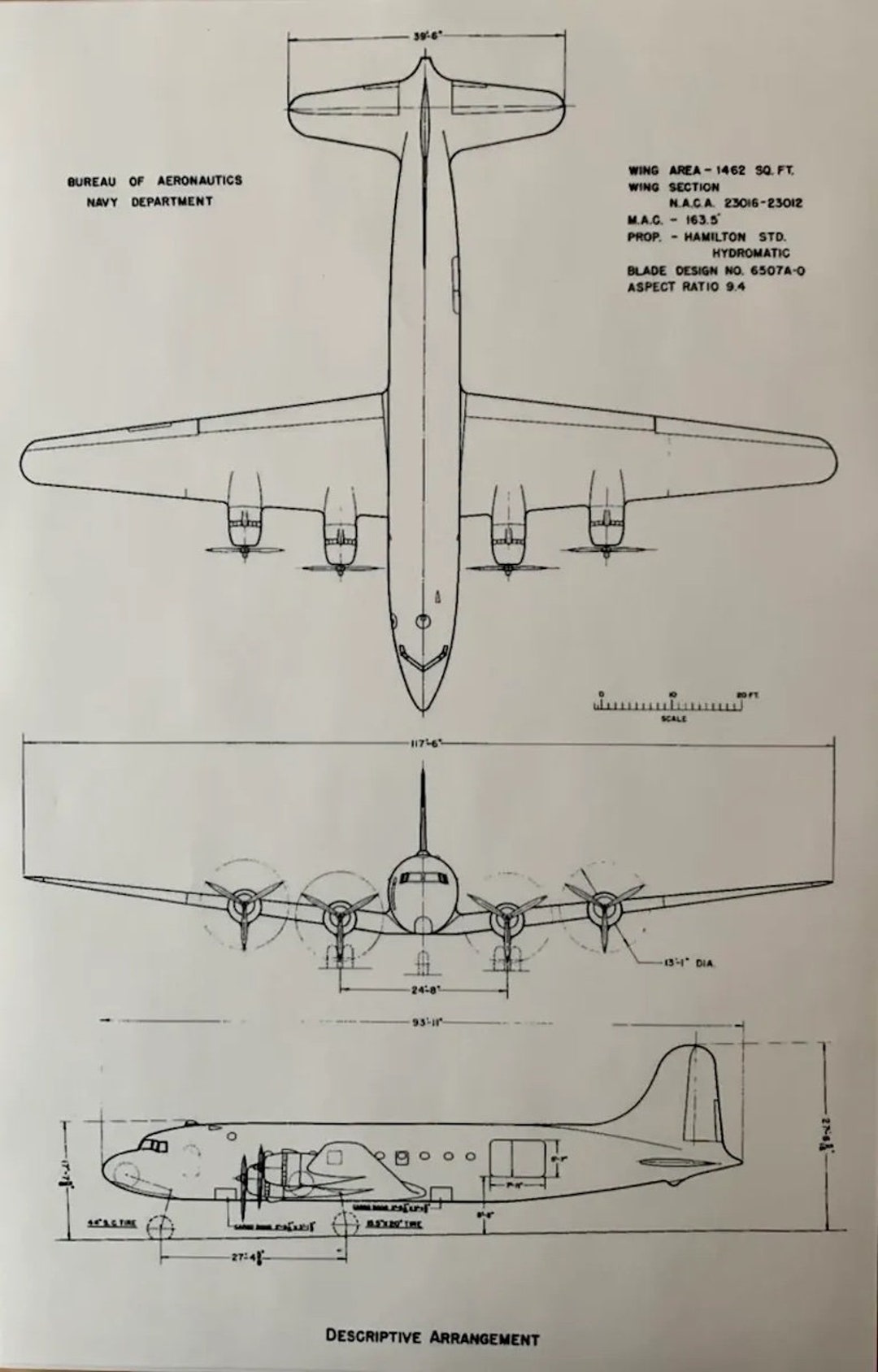 Douglas DC-4/ C-54 Drawings ART-0121 - Etsy