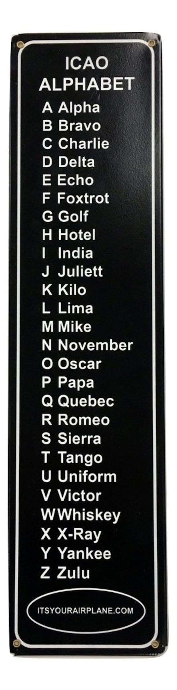 ICAO Phonetic Alphabet Metal Sign SIG-0206 | Etsy