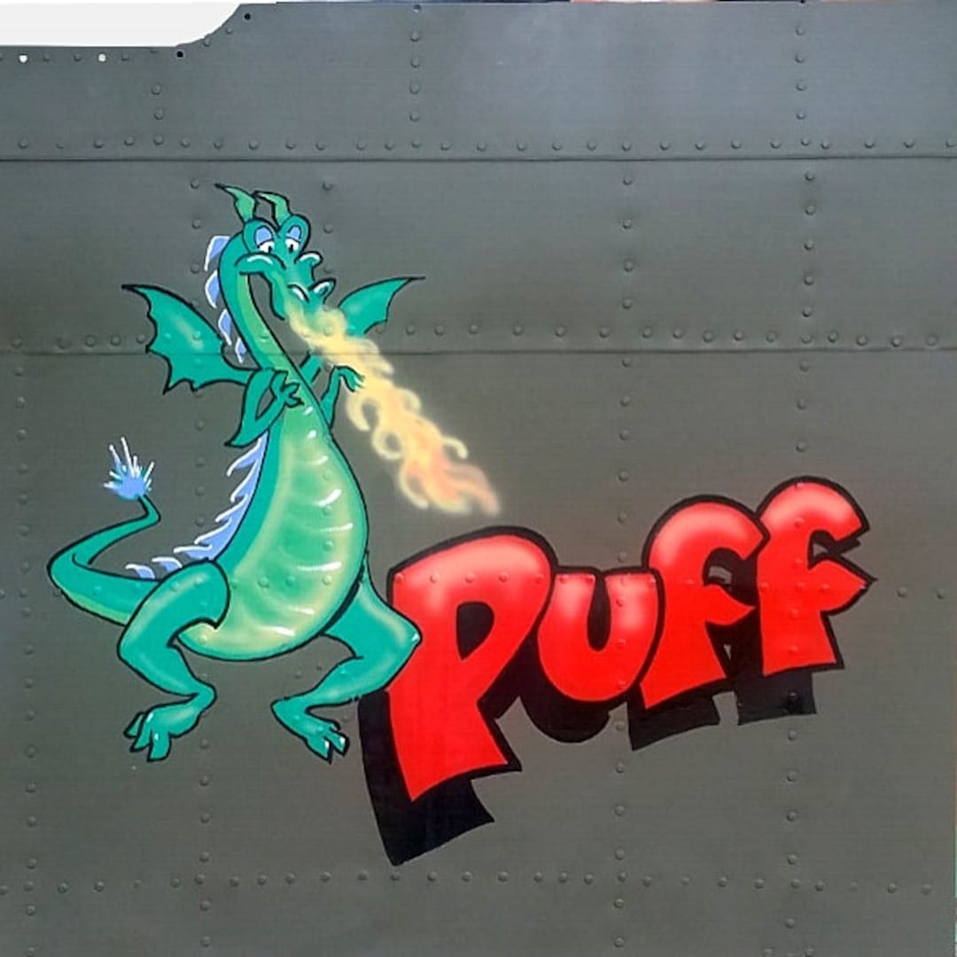 AC-47 Gunship Nose Art Panel, Puff the Magic Dragon, Vietnam Air War ...