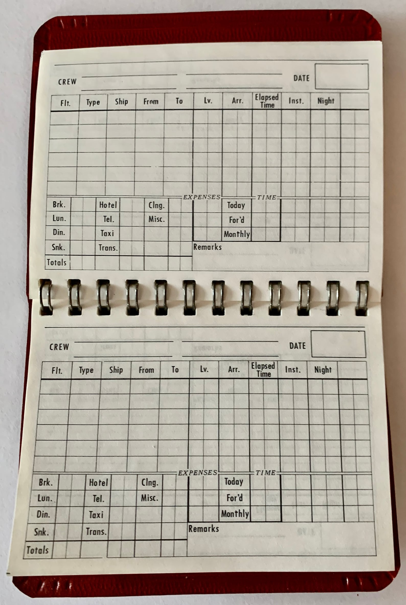 Flight Crew Log/trip & Expense Record 1964 LIT-0107 - Etsy