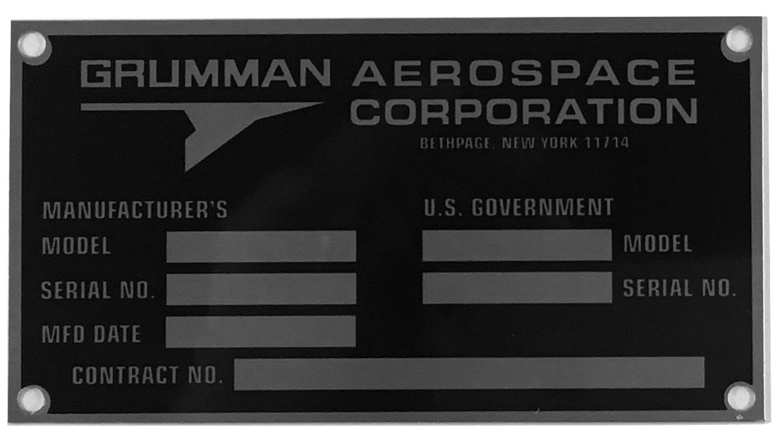 Reproduction Grumman Data Plate 1979-1994 DPL-0118 - Etsy