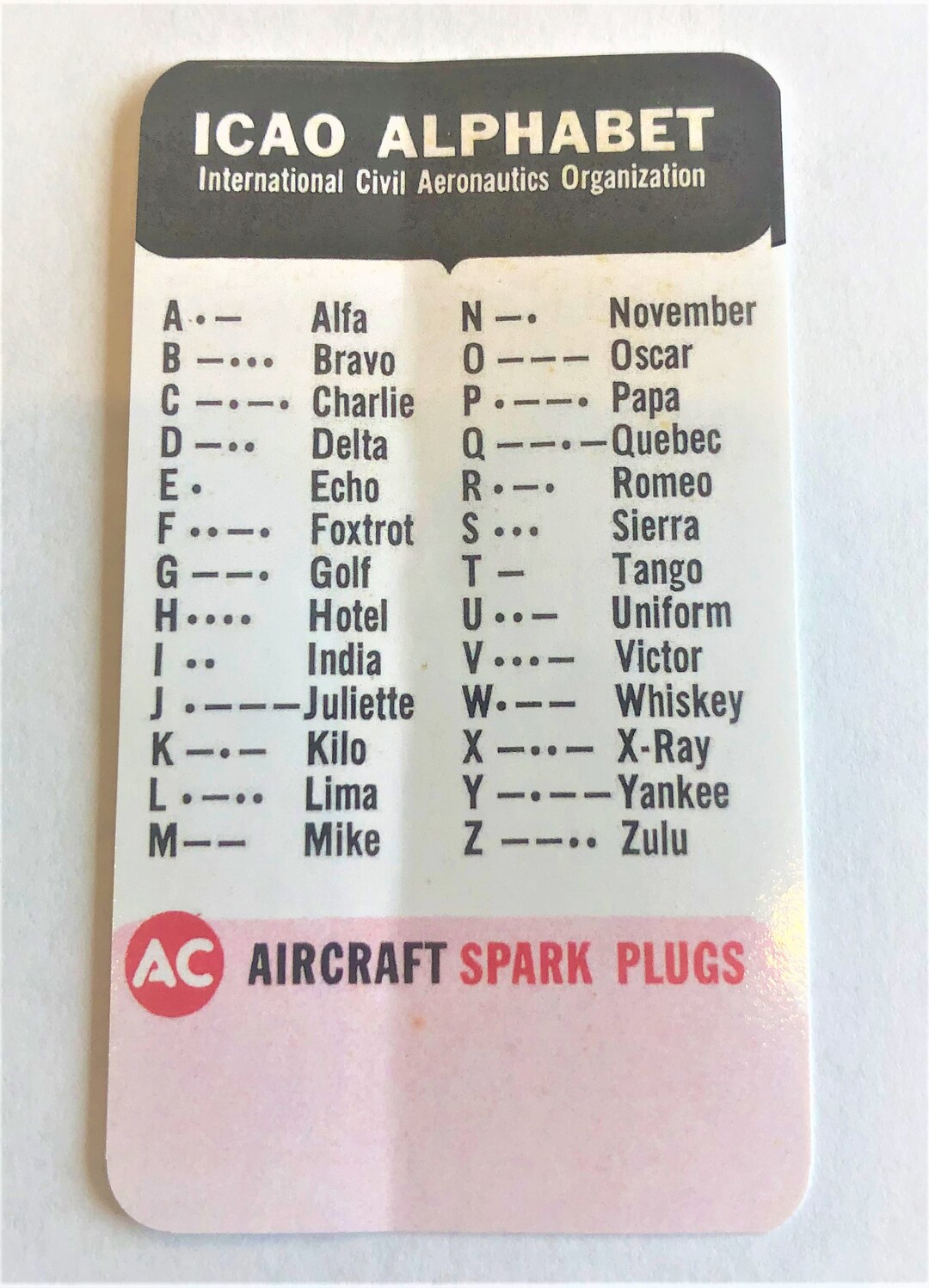 Retro AC Aircraft Spark Plugs ICAO Alphabet Sticker, Lot of 5 DEC-0172 ...