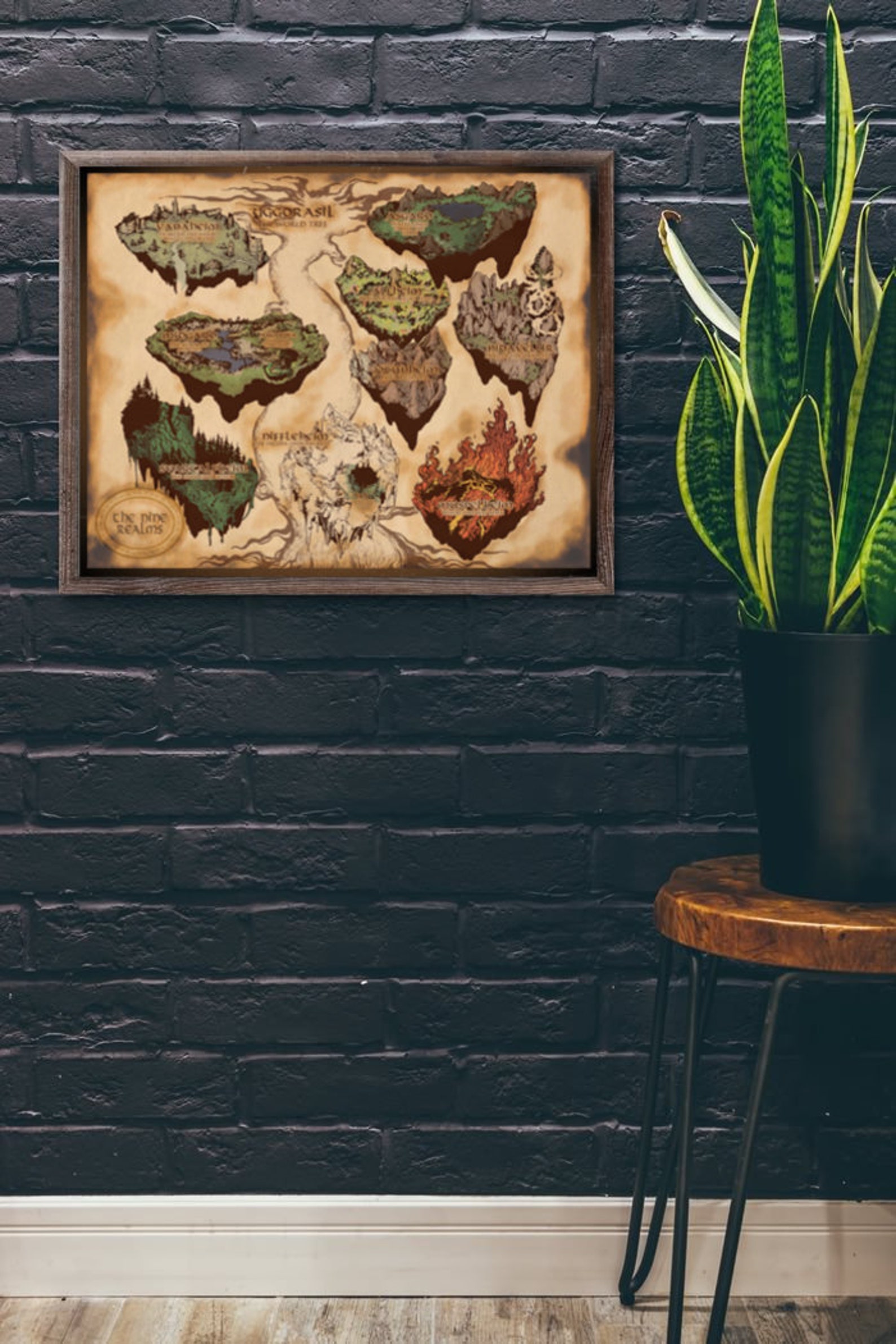 Map of yggdrasil print fantasy map the nine realms Asgard | Etsy