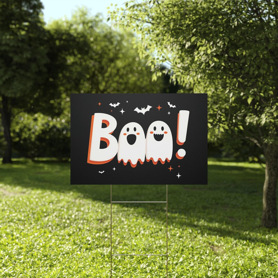 Boo Halloween Garden Sign Cute Halloween Yard Decoration, Spooky ...
