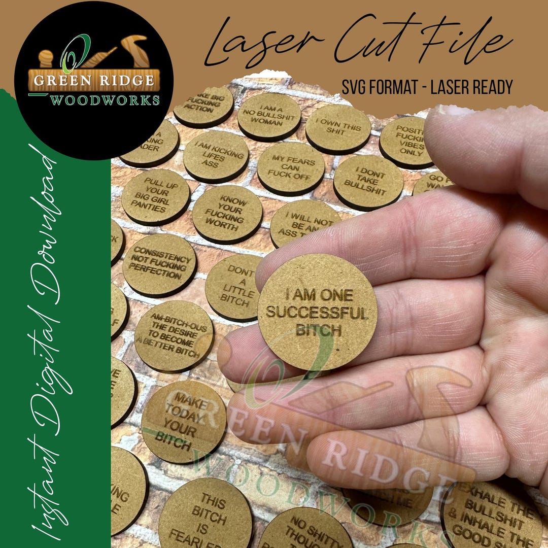 40 Sweary Cursing Cussing Affirmation Coin | SVG FILE ONLY | Glowforge ...