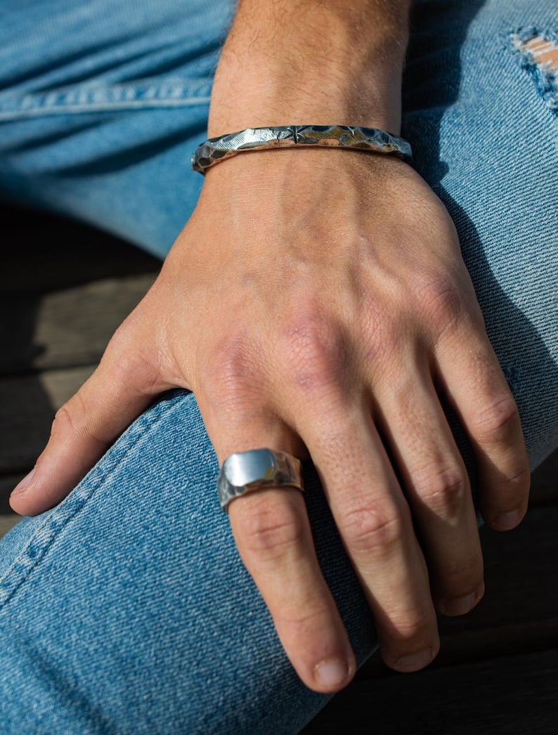 Bold and Masculine Chunky Silver Signet Ring for Men With - Etsy