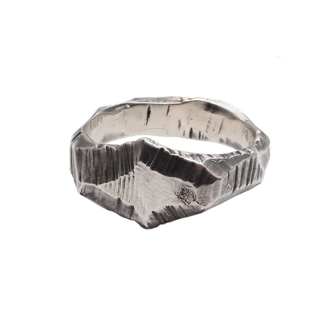 Handmade Space-inspired Oxidized Sterling Silver Signet Ring With ...