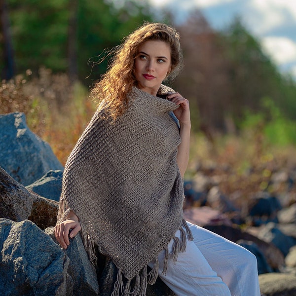 Hand Knit Poncho - Etsy
