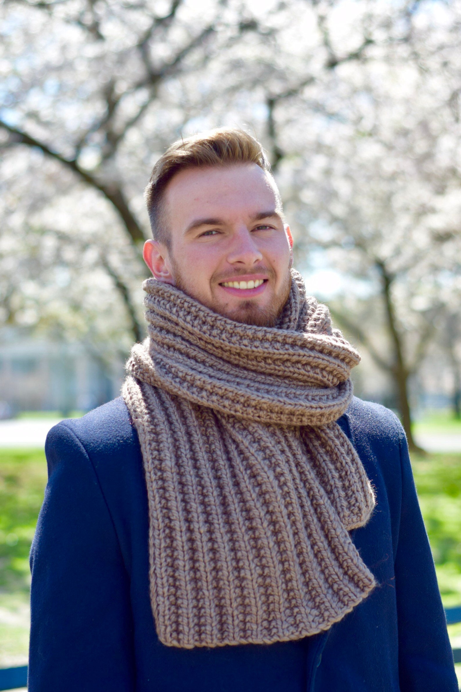 Knit Scarf for Men Wool Chunky Knitted Scarf Unisex Hand Knit | Etsy