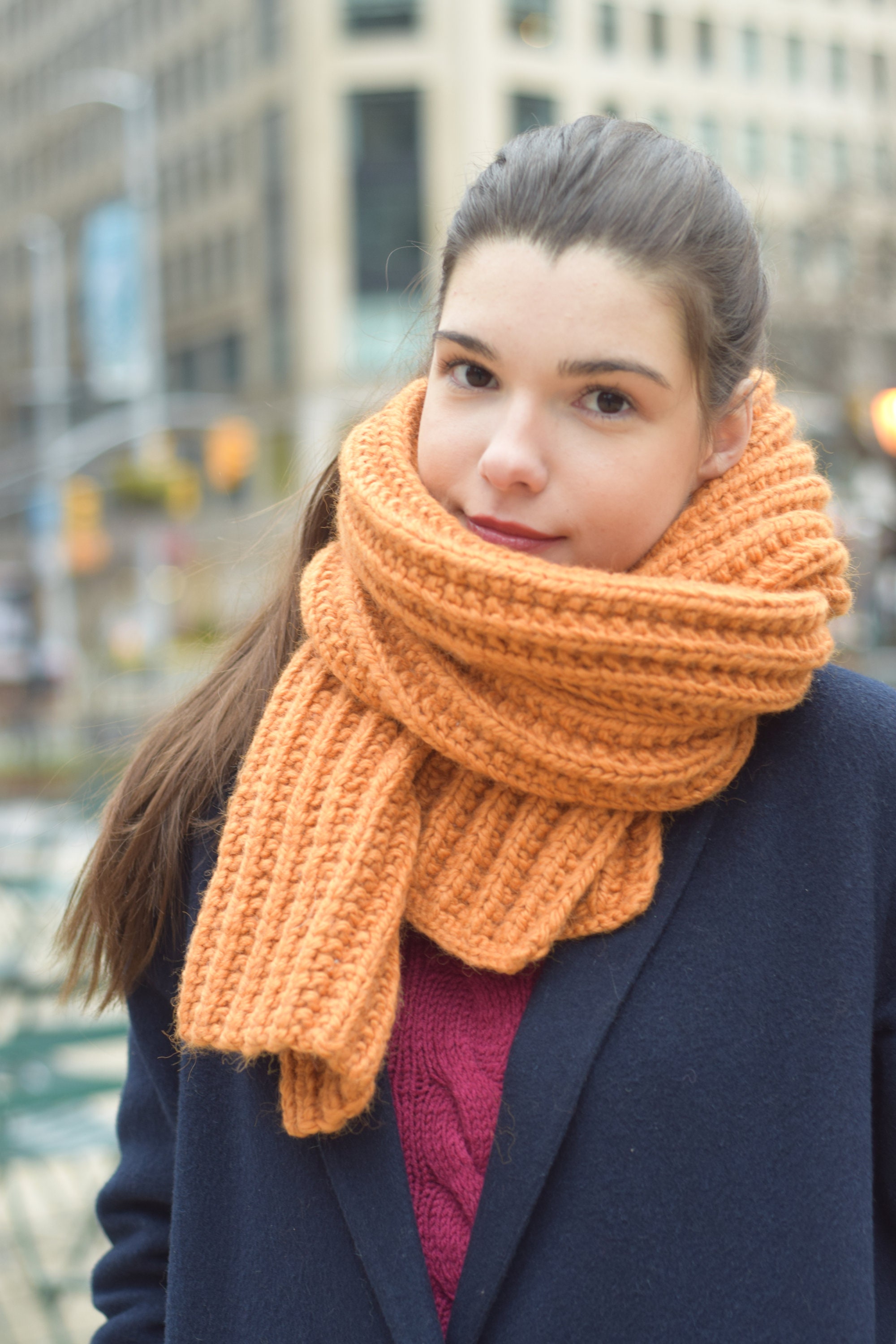 Hand Knit Infinity Scarf Unisex Chunky Wool Scarf Oversized | Etsy