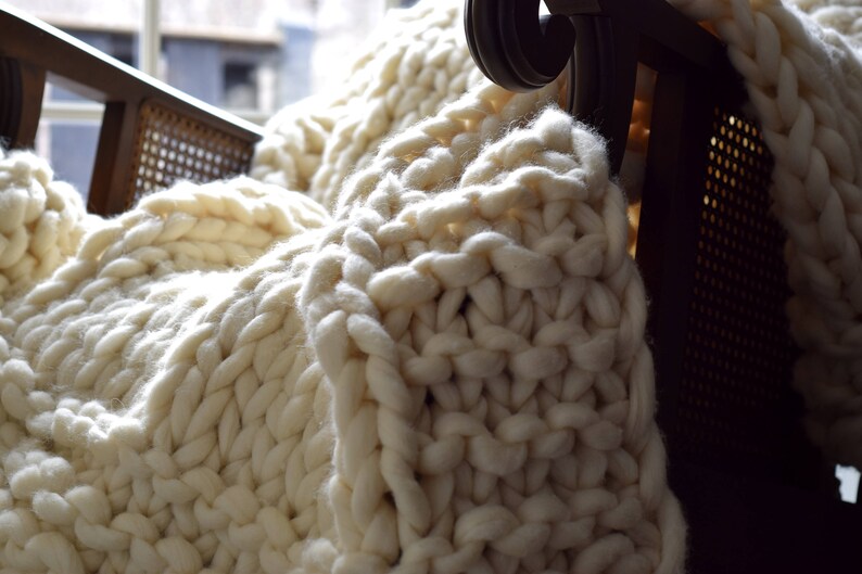 Super Chunky Knit Blanket Giant Knit Merino Wool Blanket - Etsy