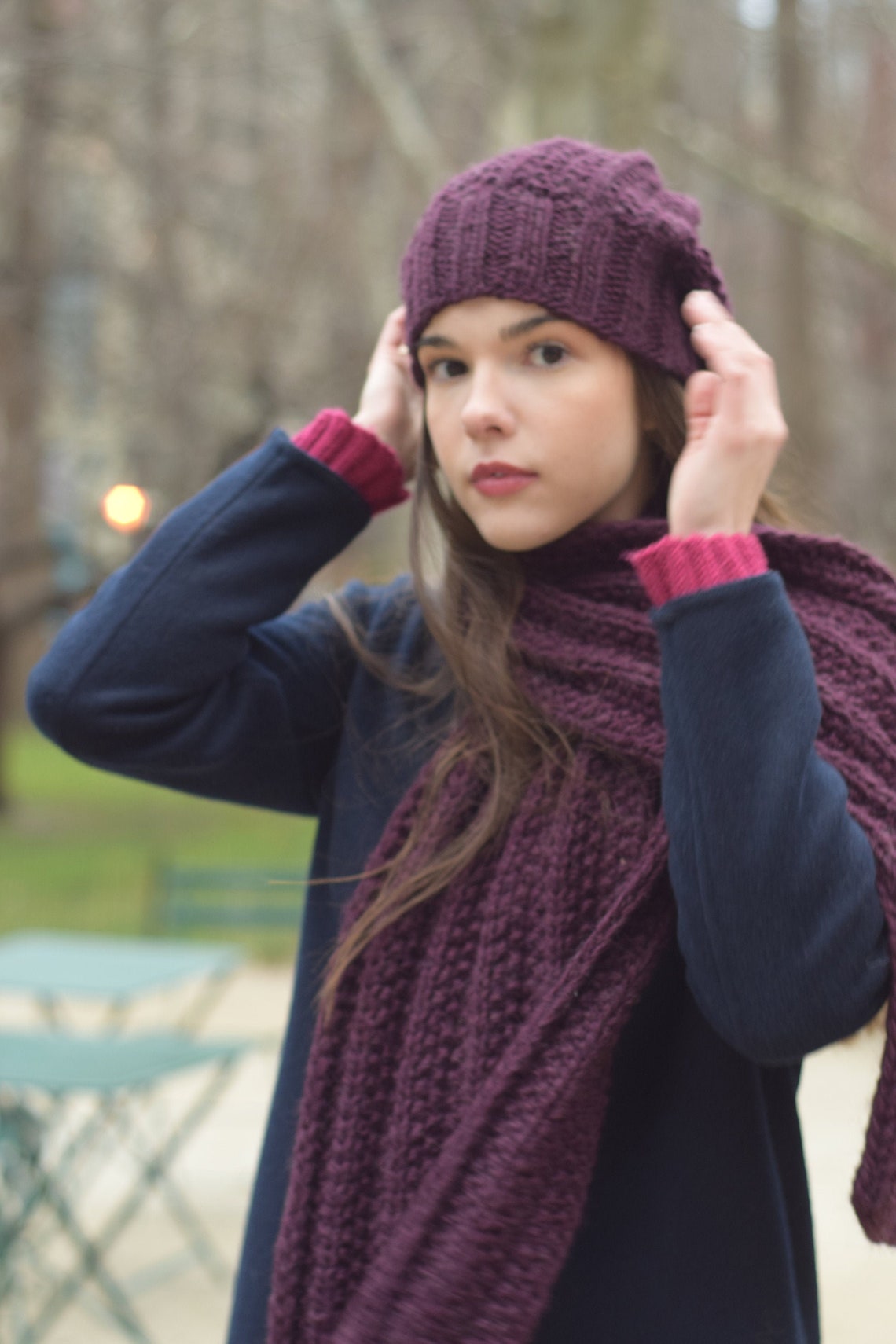 Knit Beanie Chunky Scarf Knit Set Infinity Scarf Knitted Hat | Etsy