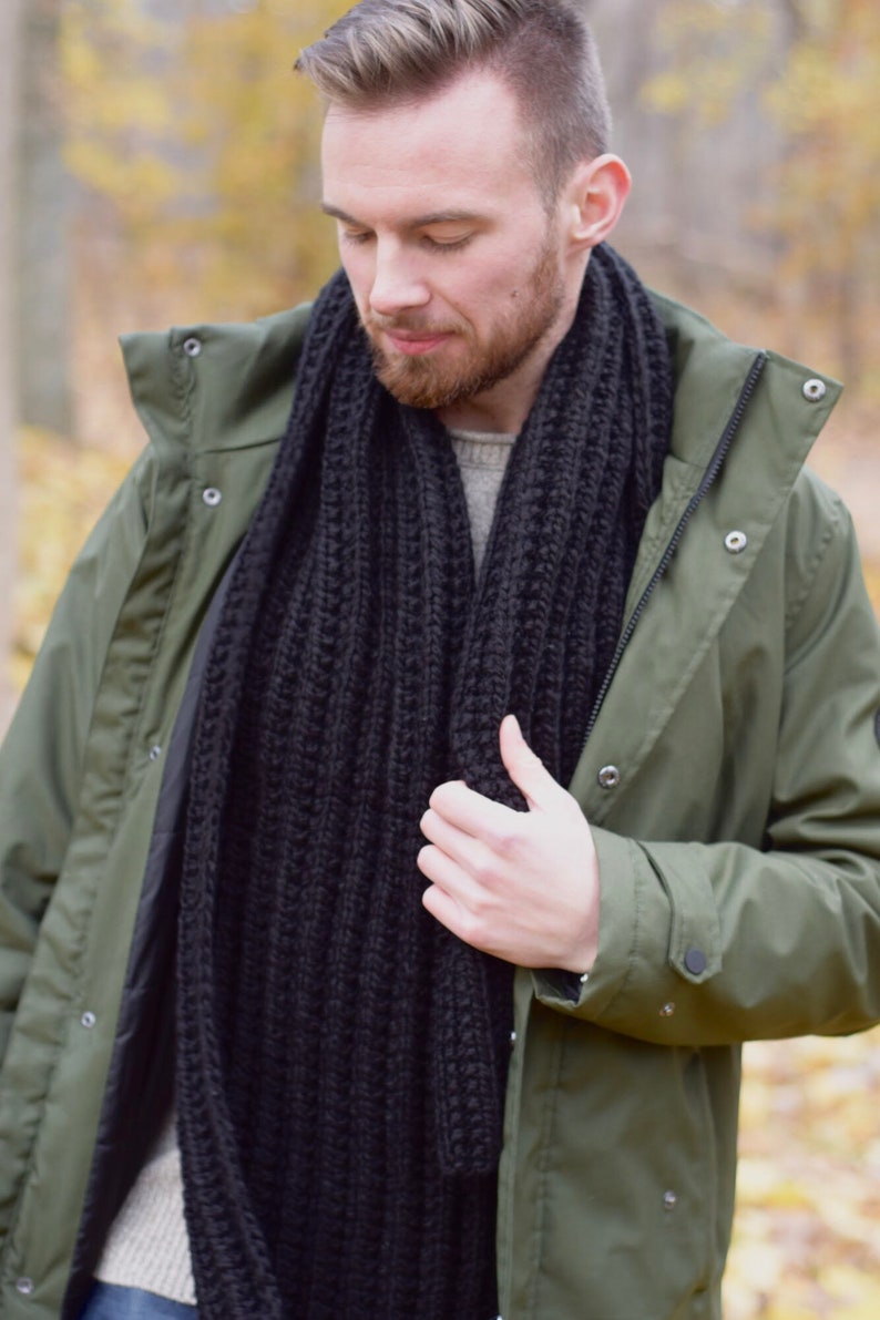Knit Scarf for Men Wool Chunky Knitted Scarf Unisex Hand Knit Brown ...