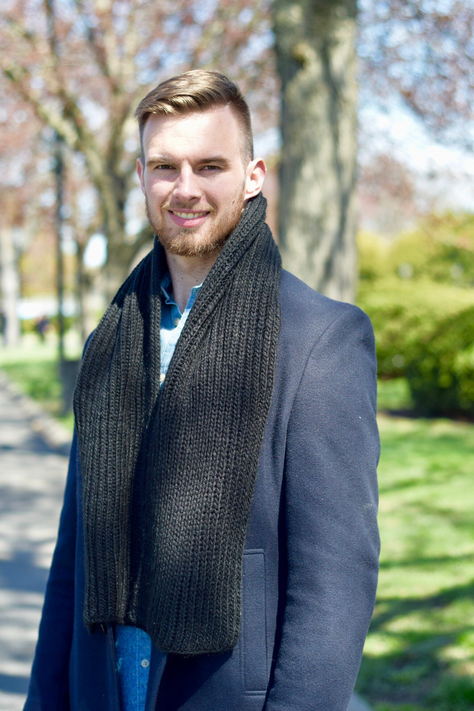 Scarf Men Knit Scarf Handmade Gift for Men Black Scarf Unisex - Etsy