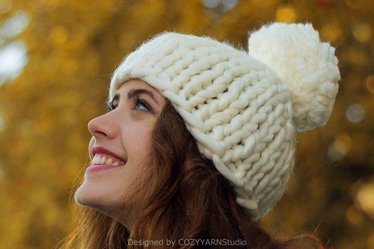 Hand Knit Hat Merino Wool Chunky Knit Hat Wool Pom Pom - Etsy
