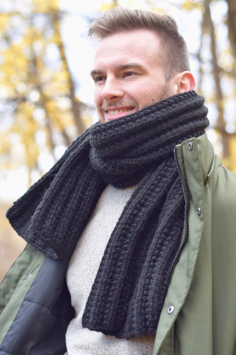 Knit Scarf for Men Wool Chunky Knitted Scarf Unisex Hand Knit - Etsy