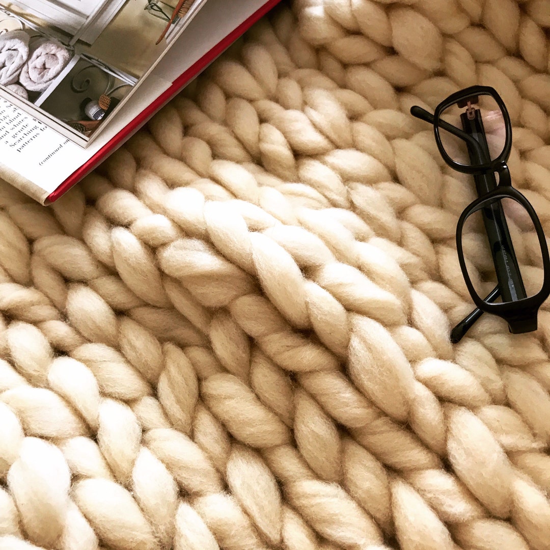 Chunky Knit Blanket Throw Blanket Merino Wool Blanket Knit Baby Blanket ...