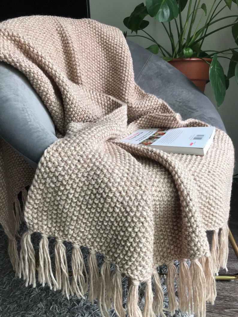 Knit Throw Handmade Knitted Blanket Baby Throw Handknitted - Etsy