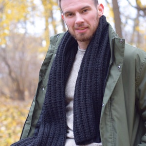 Knit Scarf for Men Wool Chunky Knitted Scarf Unisex Hand Knit Bulky ...