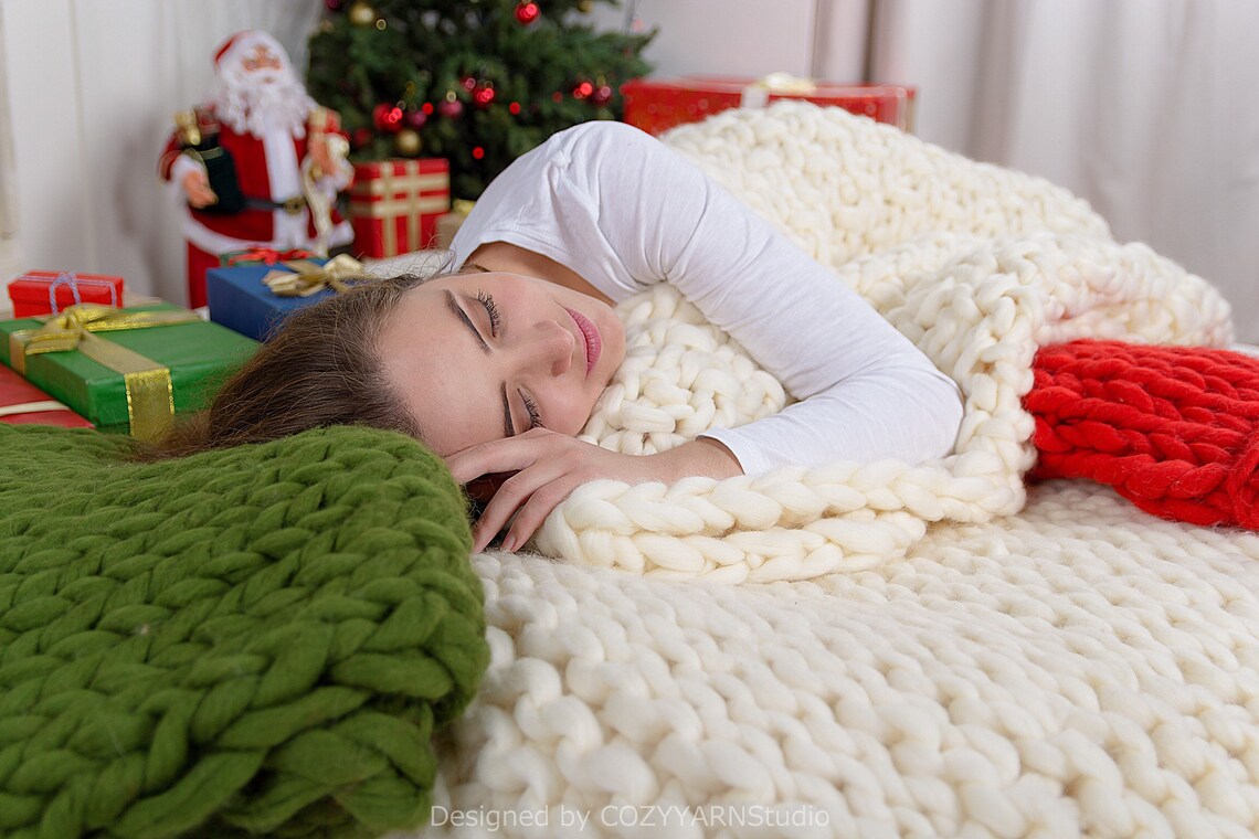 Super Chunky Knit Blanket Giant Knit Merino Wool Blanket | Etsy