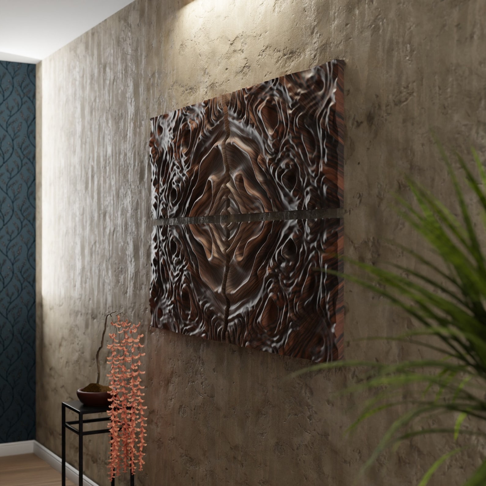 Unique Cnc Wall Art Stl File 3d Panel For Cnc Carving Wall Decor Wavy Waves Etsy