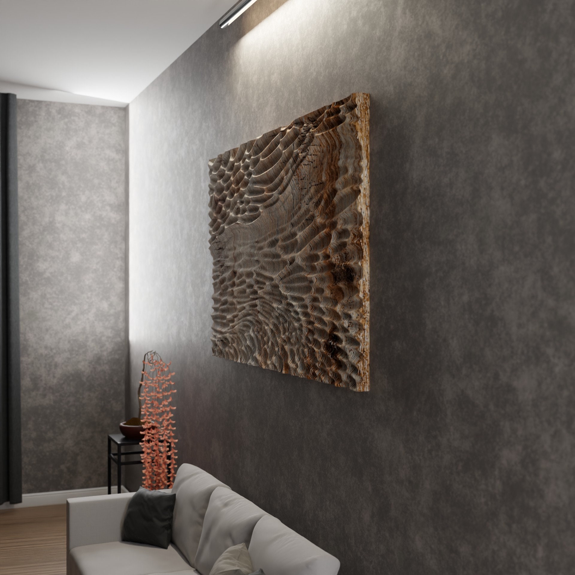 CNC File for Wood, 3d STL, Wall Panel Decor, Wavy Waves Voronoi Model ...