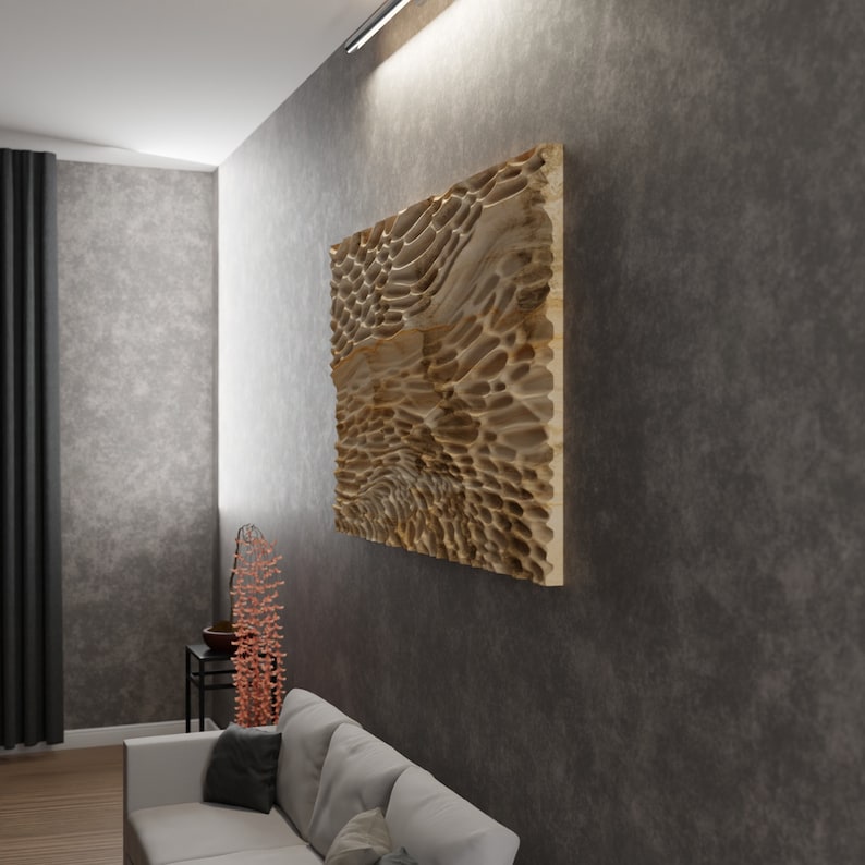 CNC File for Wood, 3d STL, Wall Panel Decor, Wavy Waves Voronoi Model ...