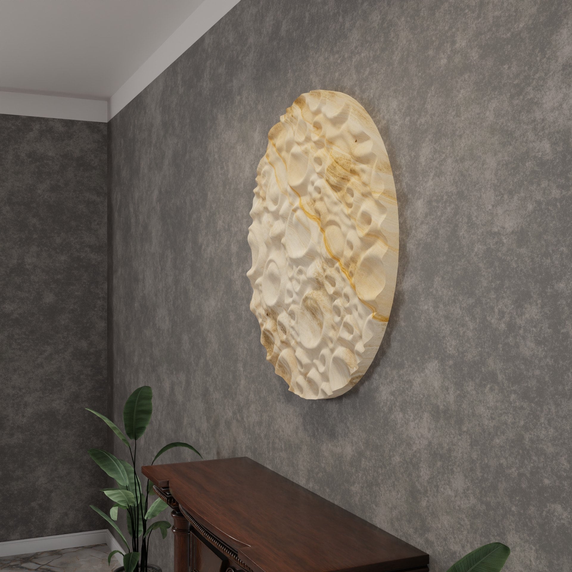 Moon Surface 3d STL, CNC File for Wood, Wall Panel Decor, Wavy Art ...