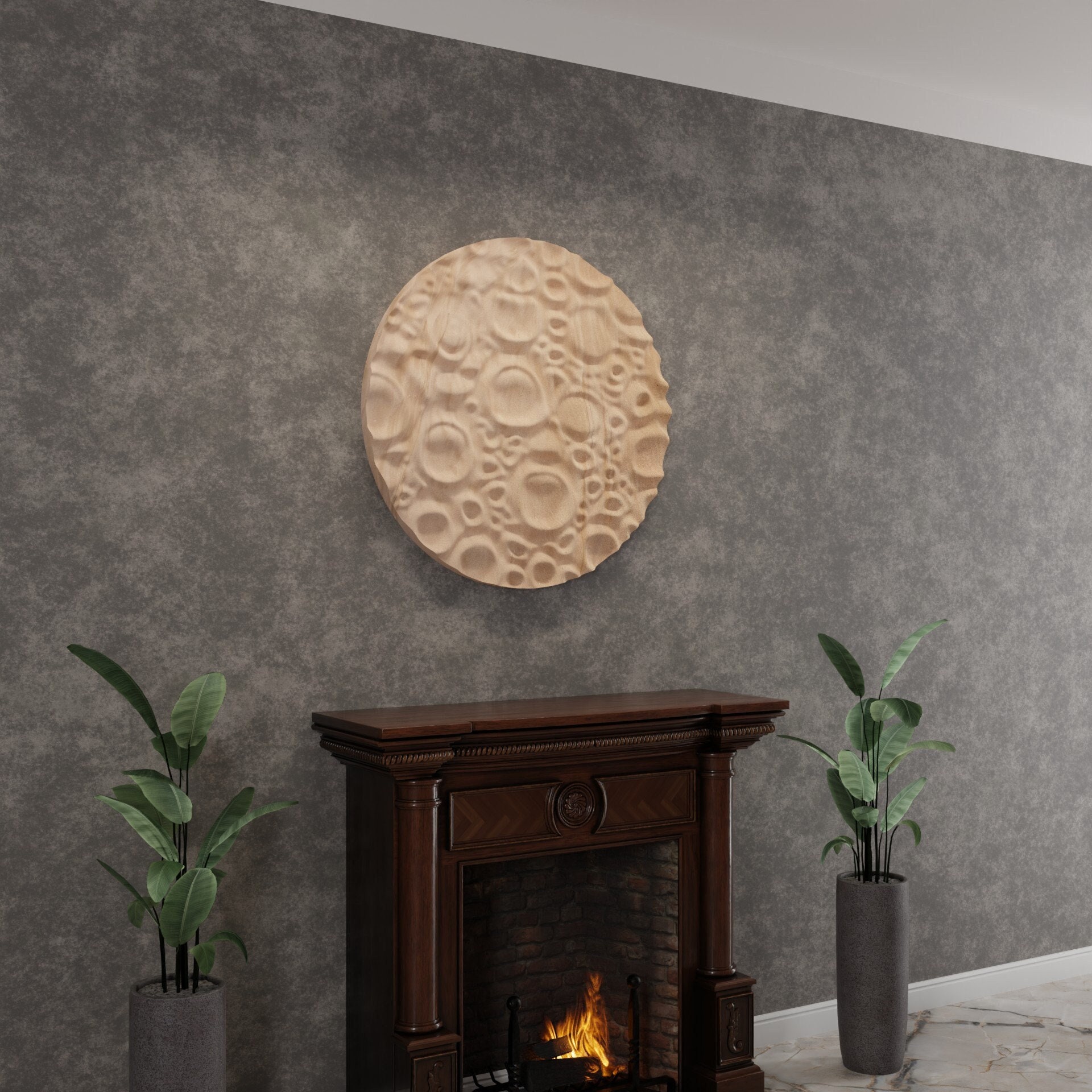 Moon Surface 3d STL, CNC File for Wood, Wall Panel Decor, Wavy Art ...