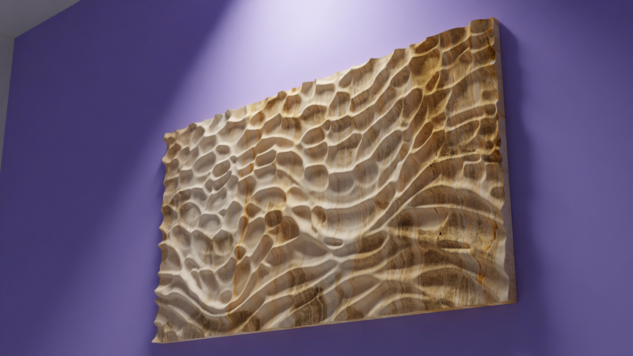 CNC File for Wood, 3d STL, Wall Panel Decor, Wavy Waves Voronoi Model ...