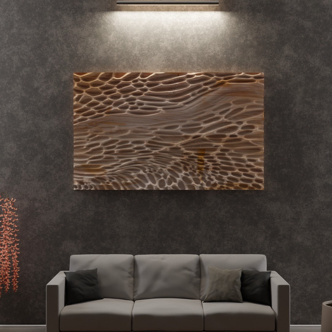 CNC File for Wood, 3d STL, Wall Panel Decor, Wavy Waves Voronoi Model ...