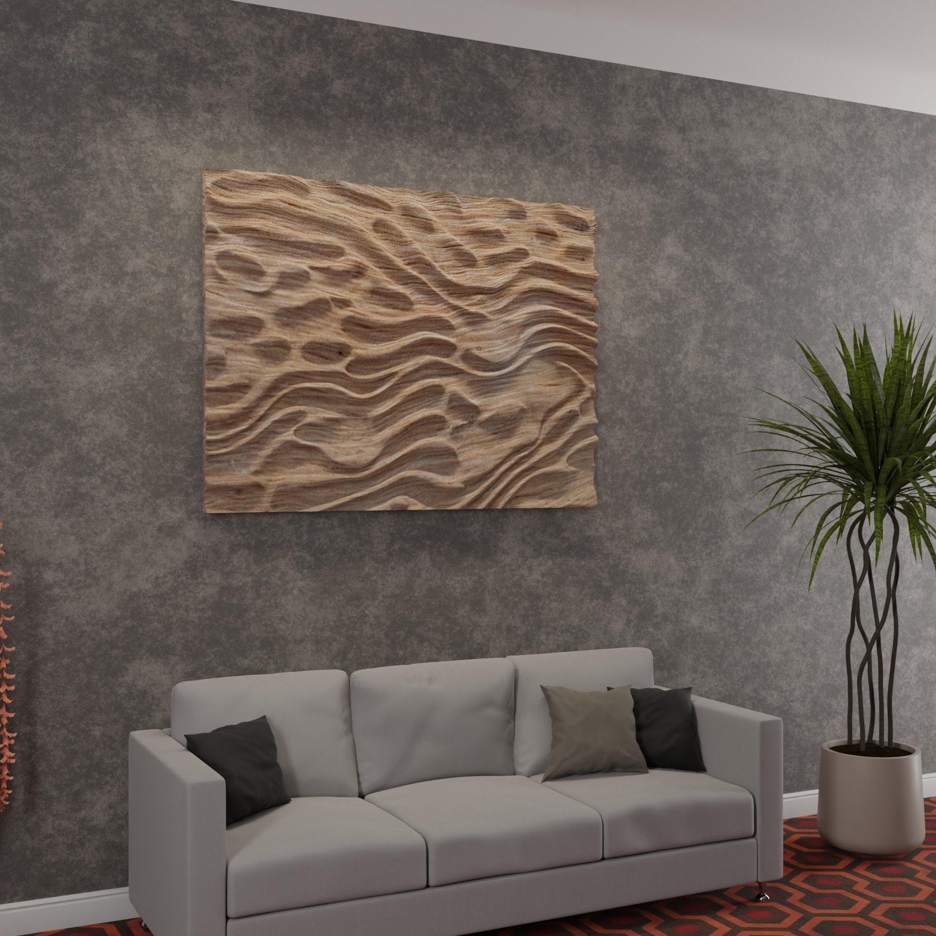 3d STL File, Abstract Wall Panel Decor, Wavy Model for CNC Carving - Etsy