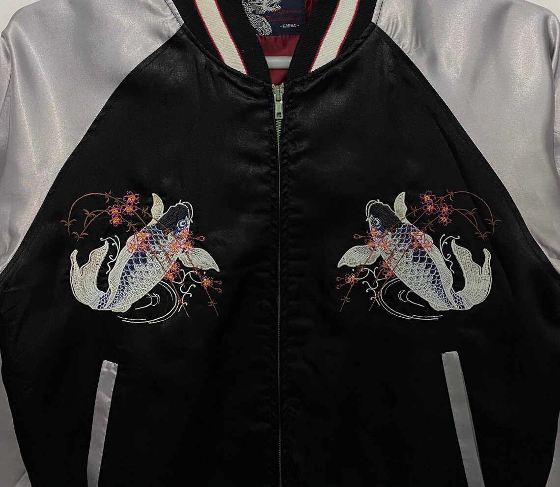 Vintage Japan Sukajan Yokosuka Embroidery Japanese Souvenir Jacket ...