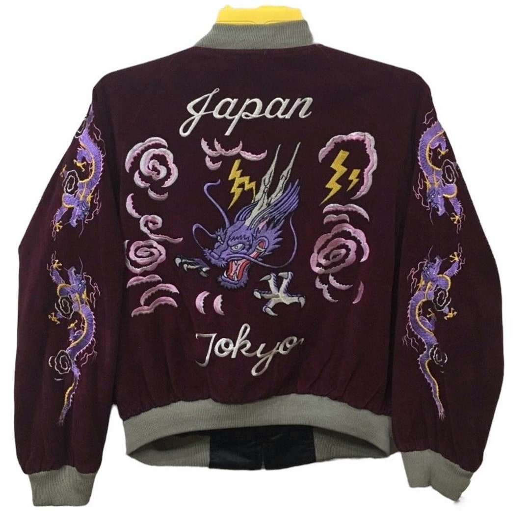 Vintage Velvet Reversible Tokyo Japan Sukajan Yokosuka Embroidery ...