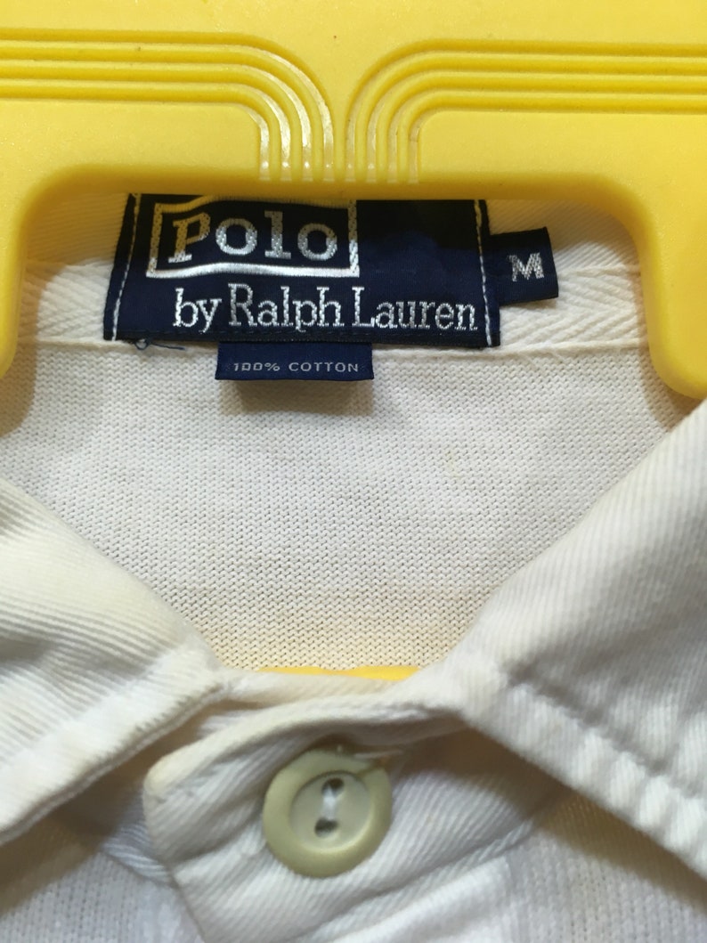 90s Polo by Ralph Lauren Polo Rugby Shirt / Spell Out / Big Logo / Long Sleeve / Colour Block ...