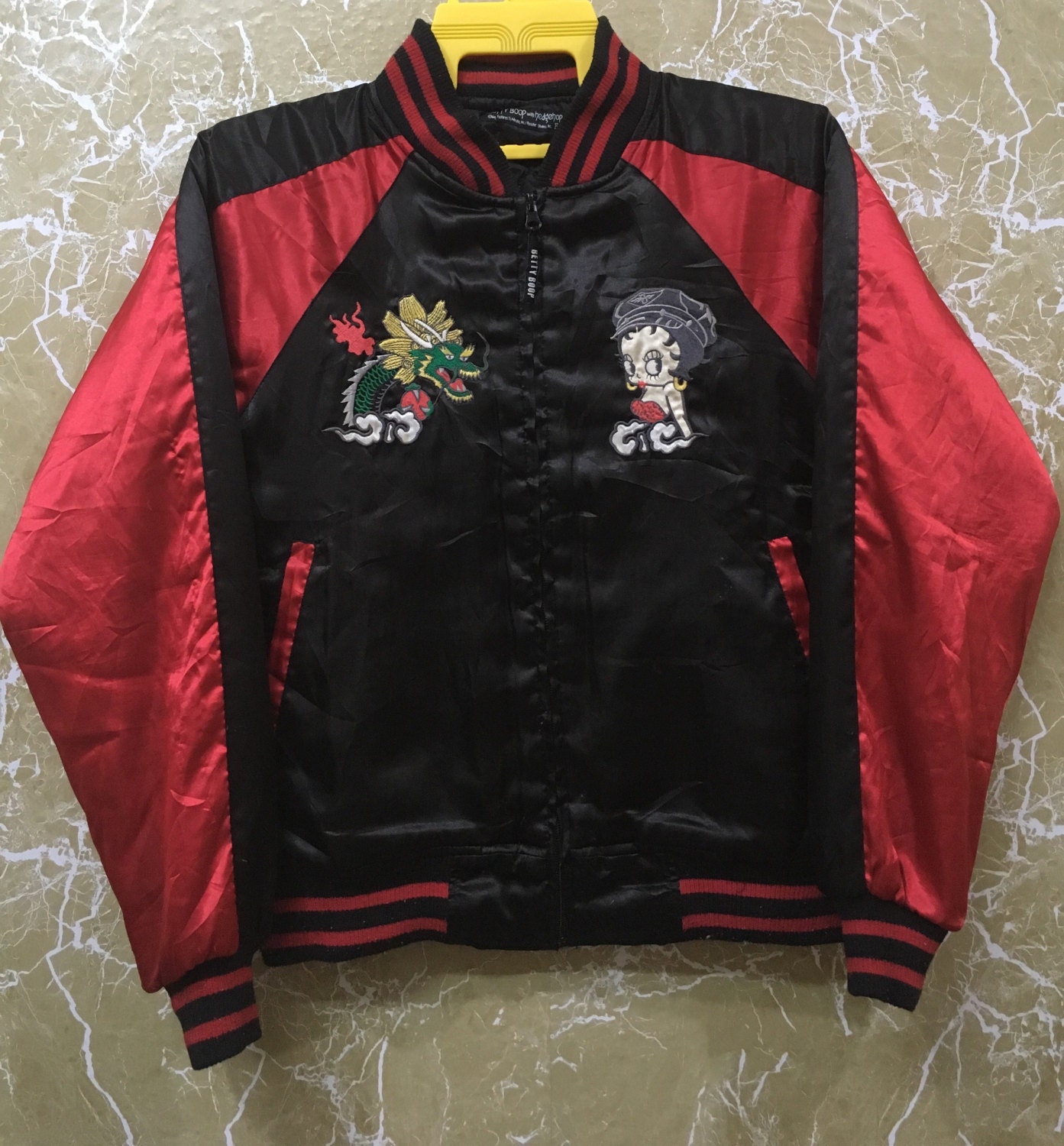 Betty Boop Sukajan Sateen Yokosuka Embroidery Dragon Souvenir Jacket M ...