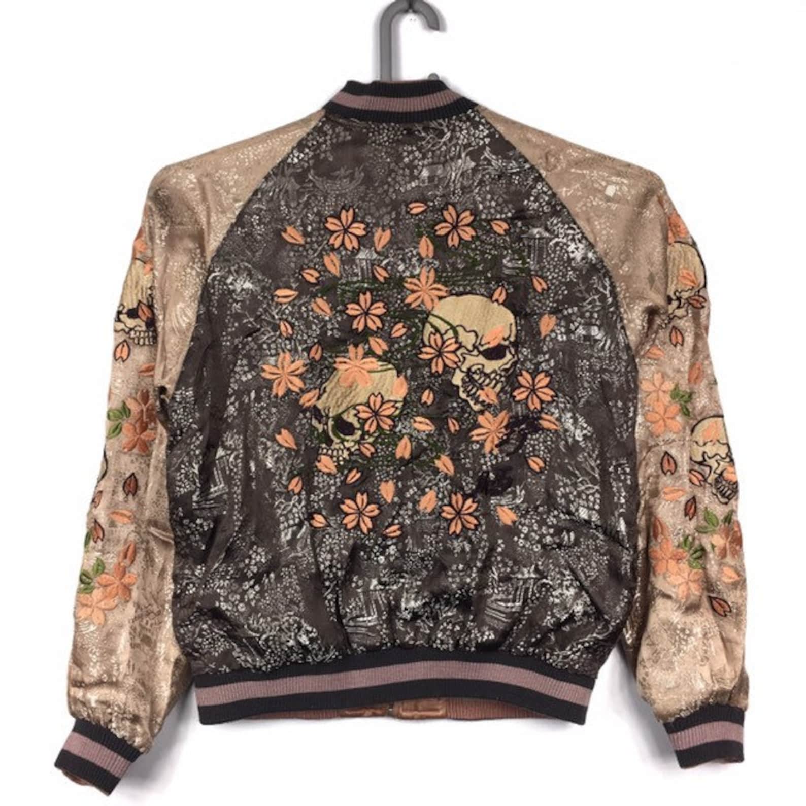 100% Rayon Sukajan Yokosuka Embroidery Japanese Souvenir Jacket S Size ...