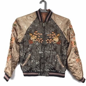 100% Rayon Sukajan Yokosuka Embroidery Japanese Souvenir Jacket S Size ...