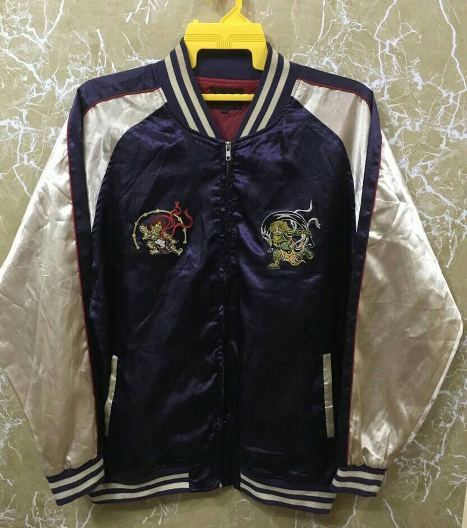 80s Japan Sukajan Yokosuka Embroidery Japanese Souvenir Jacket XL Size ...