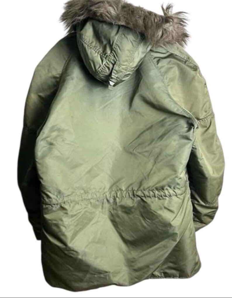 Vintage Alpha Industri N2B Long Length Furred Hood Parka Green Jacket ...